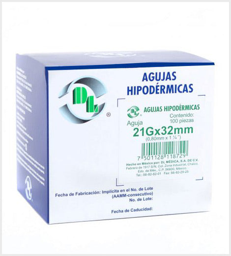 Aguja Hipodérmica DL Desechable, Calibres, 21 x 32 - Grupo Neotecnia